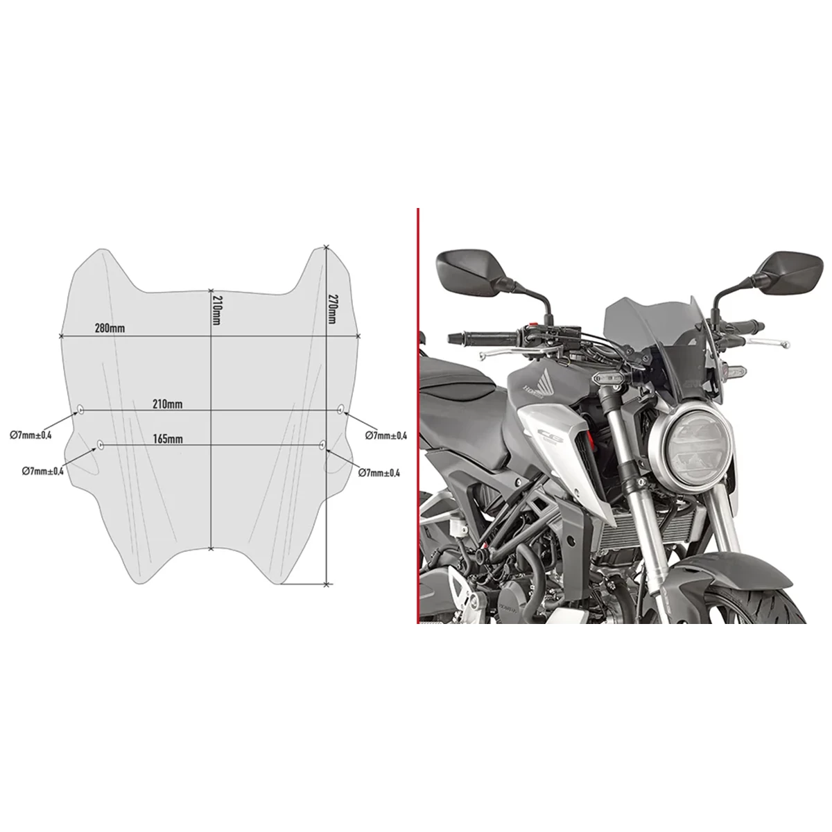 GIVI SPECIFIC SCREEN HONDA CB125R | Tarvike.com